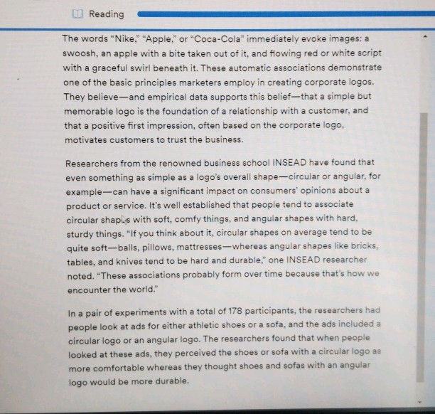 Reading The words Nike Apple or Coca-Cola | StudyX