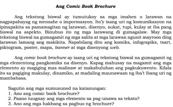 Ang Comic Book Brochure Ang tekstong biswal