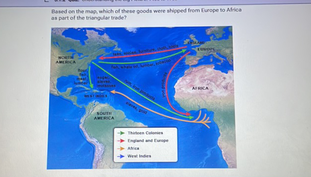 Based on the map which of these goods were