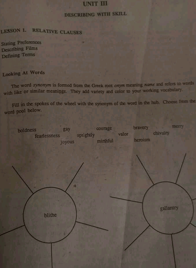 UNIT III DESCRIBING WITH SKILL LESSON 1 | StudyX