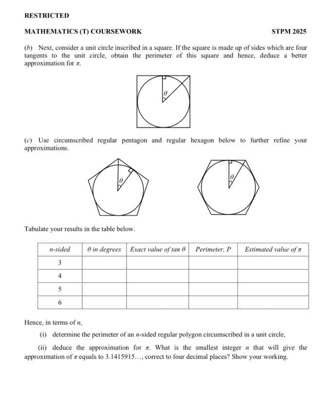 RESTRICTED MATHEMATICS (T) COURSEWORK STPM | StudyX