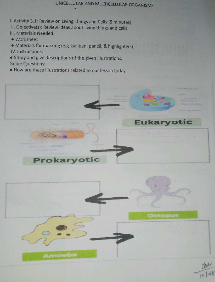 UNICELLULAR AND MULTICELIULAR ORGANISMS 1 | StudyX