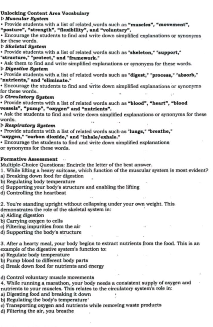 Unlocking Content Area Vocabulary P Muscular | StudyX