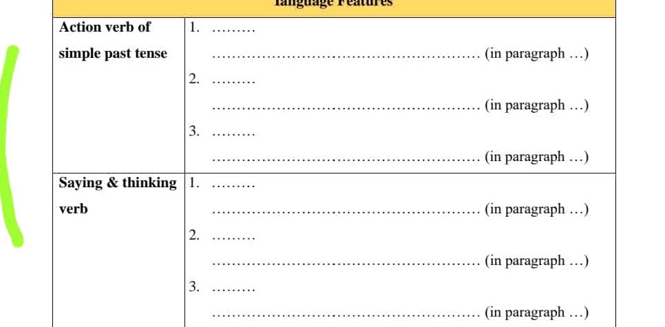 Action verb of simple past tense 1 (in | StudyX