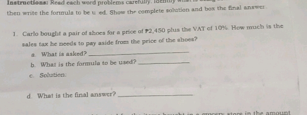 Instructions Read each word problems | StudyX