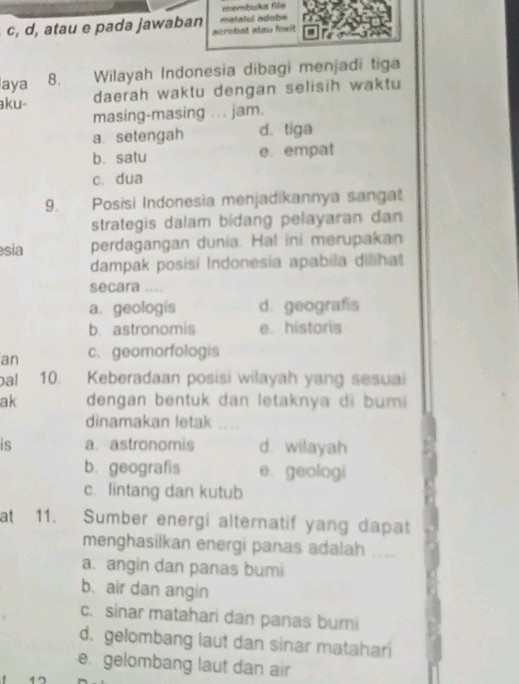 c d atau e pada jawaban memberka file | StudyX