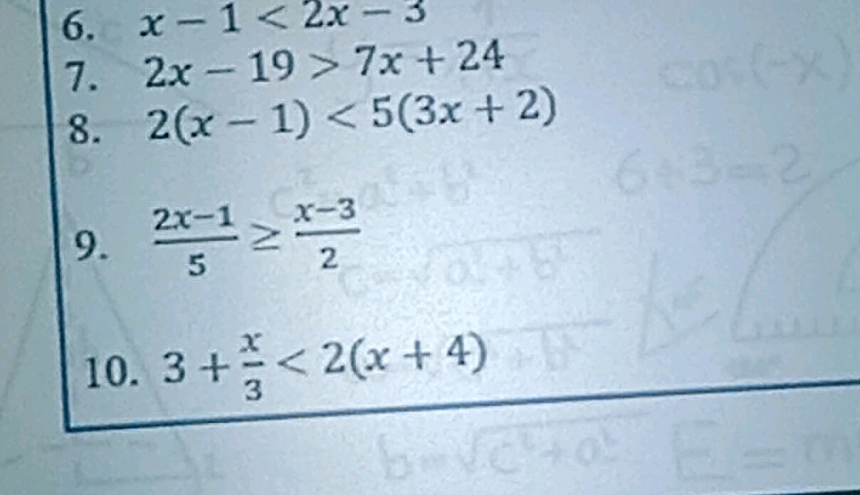 6 x-17 x+24 8 2(x-1)5(3 x+2) 9 2 x-15 x-32