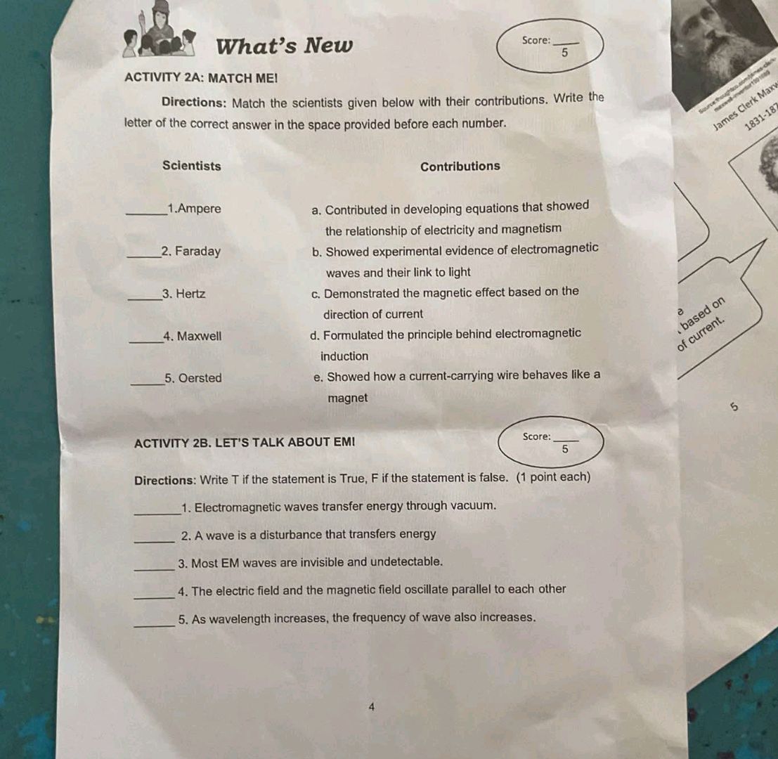 Whats New ACTIVITY 2A MATCH MEI Score 5 | StudyX