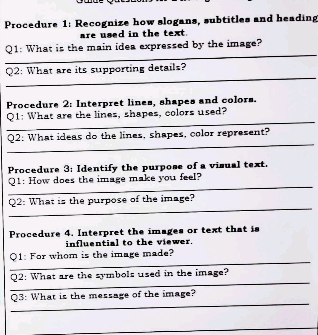 Procedure 1 Recognize how slogans aubtitles | StudyX