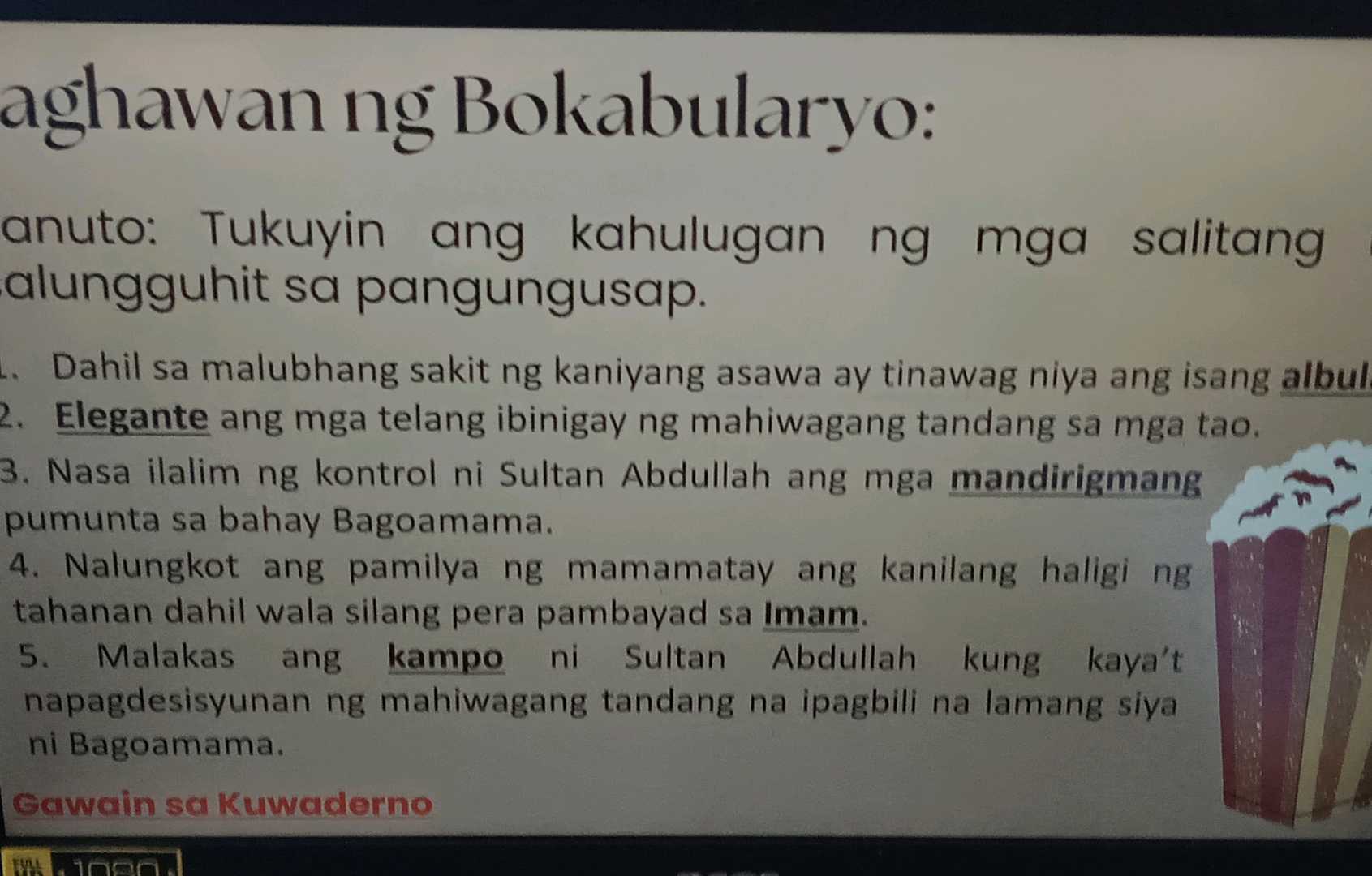 aghawan ng Bokabularyo anuto Tukuyin ang | StudyX
