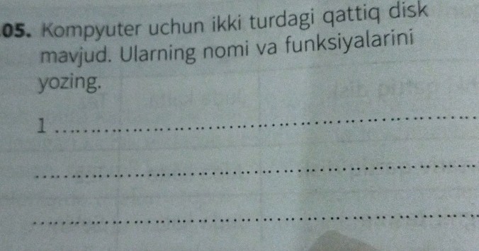 05 Kompyuter uchun ikki turdagi qattiq disk | StudyX
