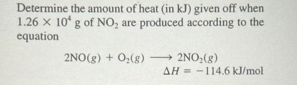 Determine the amount of heat (in kJ ) given