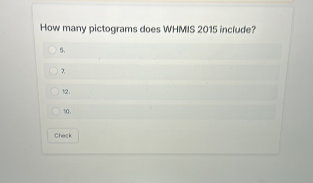How many pictograms does WHMIS 2015 include | StudyX