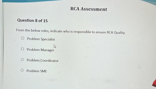 RCA Assessment Question 8 of 15 From the | StudyX