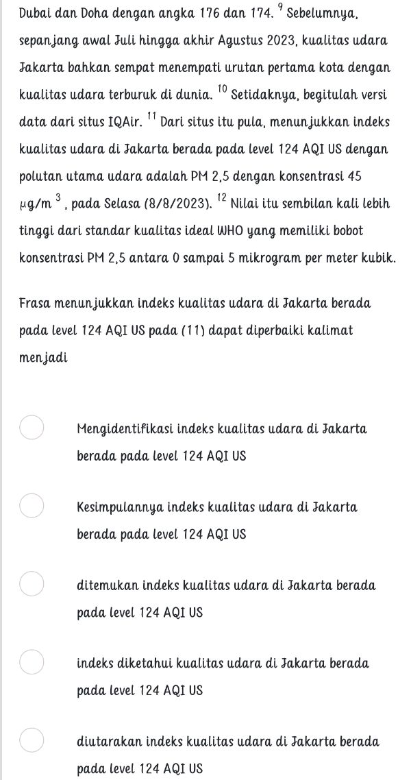 Dubai dan Doha dengan angka 176 dan 174 9 | StudyX