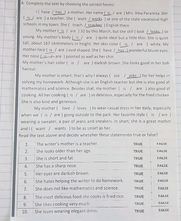 A Complete the text by choosing the correct | StudyX