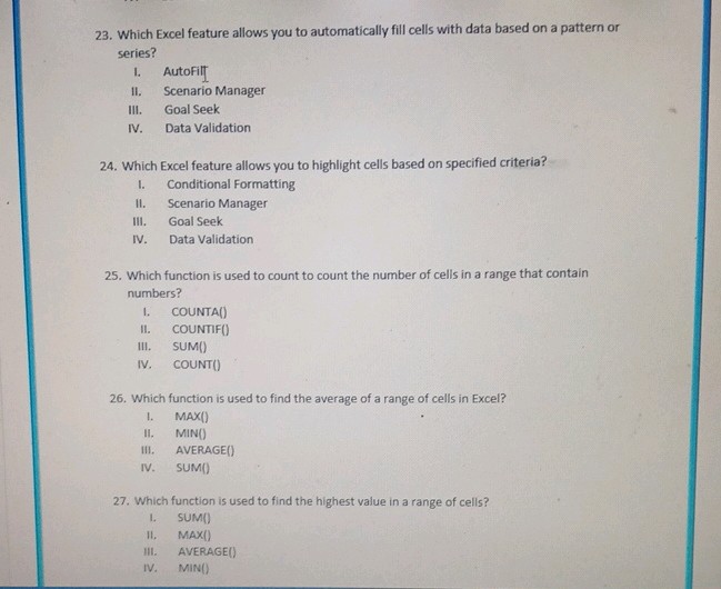 23 Which Excel feature allows you to | StudyX