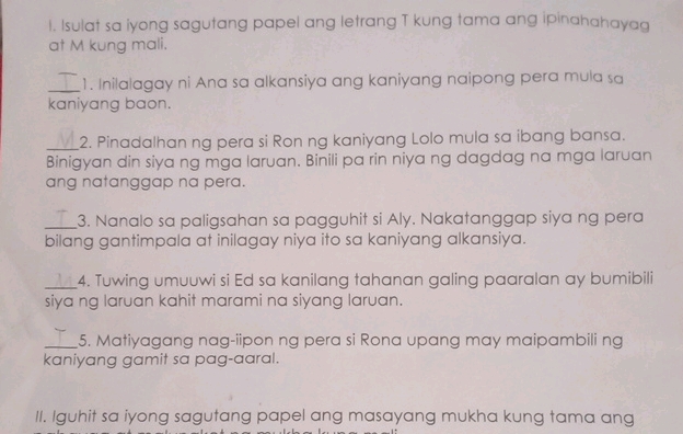 1 Isulat sa lyong sagutang papel ang letrang | StudyX