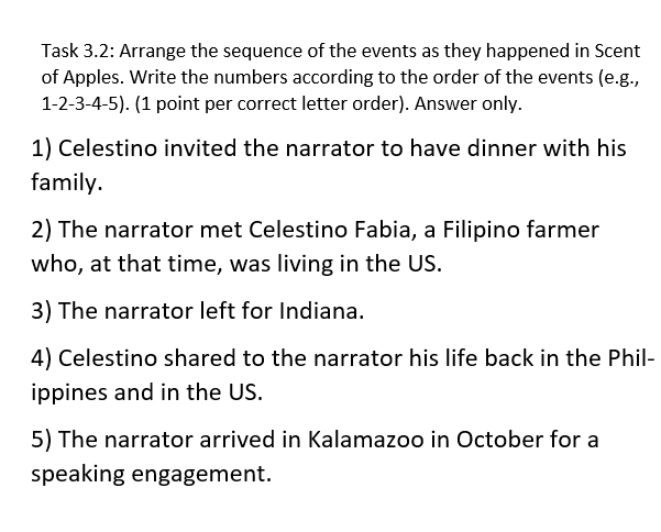 Task 32 Arrange the sequence of the events | StudyX