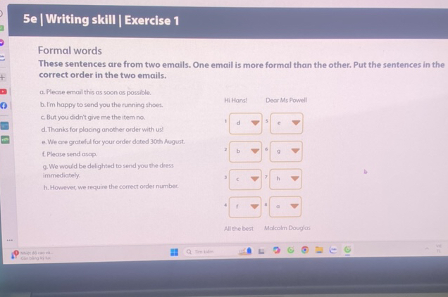 5e Writing skill Exercise 1 Formal words | StudyX