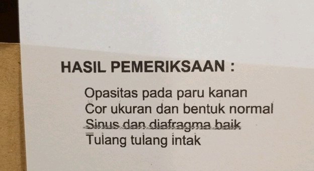HASIL PEMERIKSAAN Opasitas pada paru kanan | StudyX