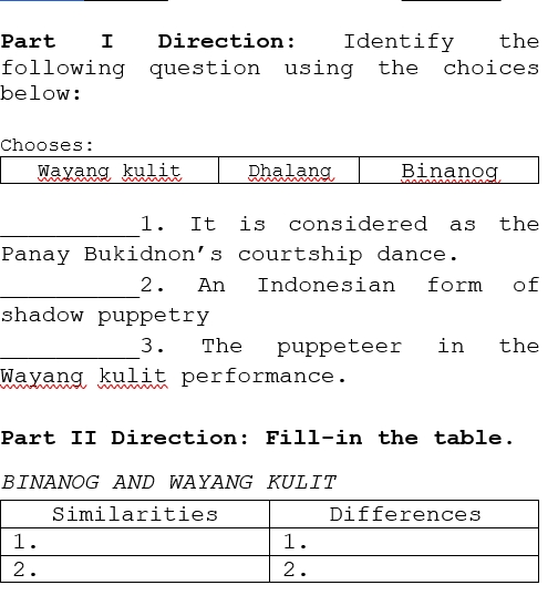 Part I Direction Identify the following | StudyX