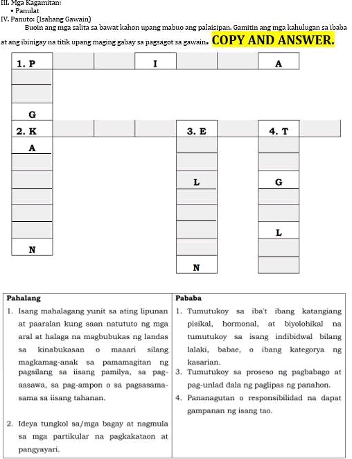 III Mga Kagamitan - Panulat IV Panuto | StudyX