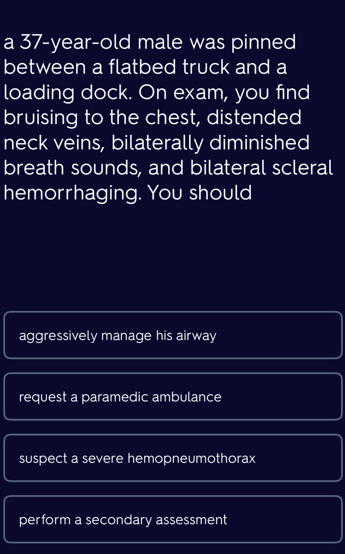 a 37-year-old male was pinned between a