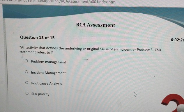 RCA Assessment Question 13 of 15 An | StudyX