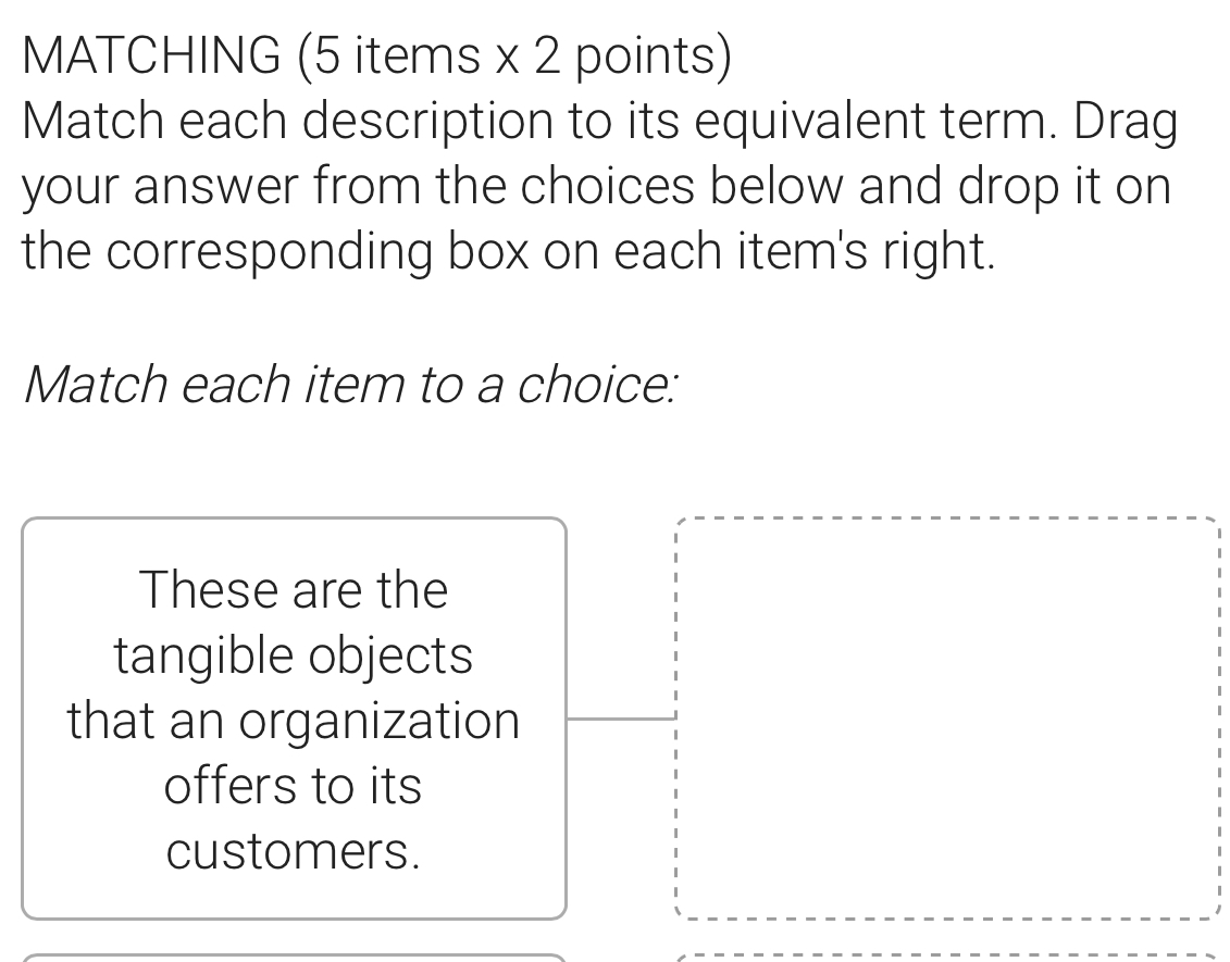 MATCHING (5 items x 2 points) Match each | StudyX