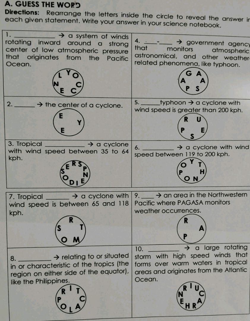 A GUESS THE WORD Directions Rearrange the | StudyX