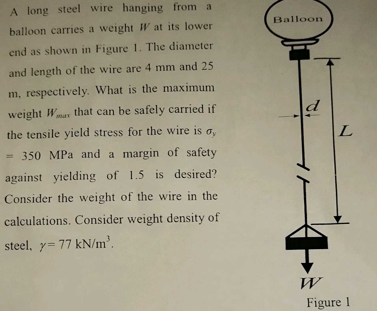 A long steel wire hanging from a balloon | StudyX