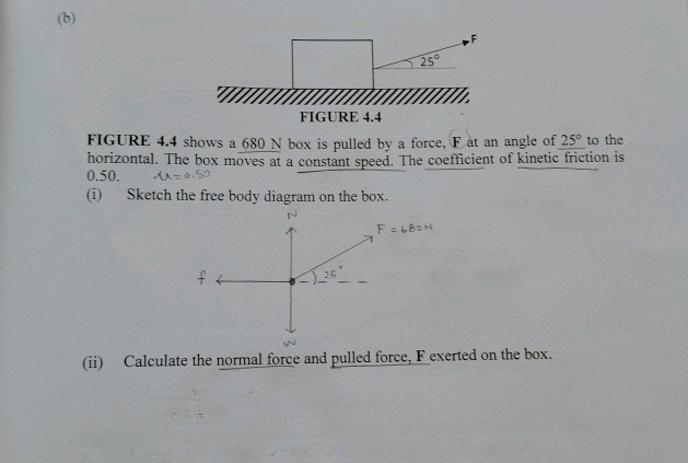 (b) FIGURE 44 FIGURE 44 shows a 680 N box is | StudyX
