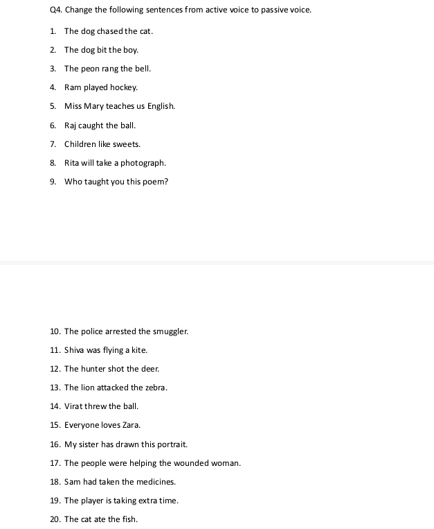 Q4 Change the following sentences from | StudyX