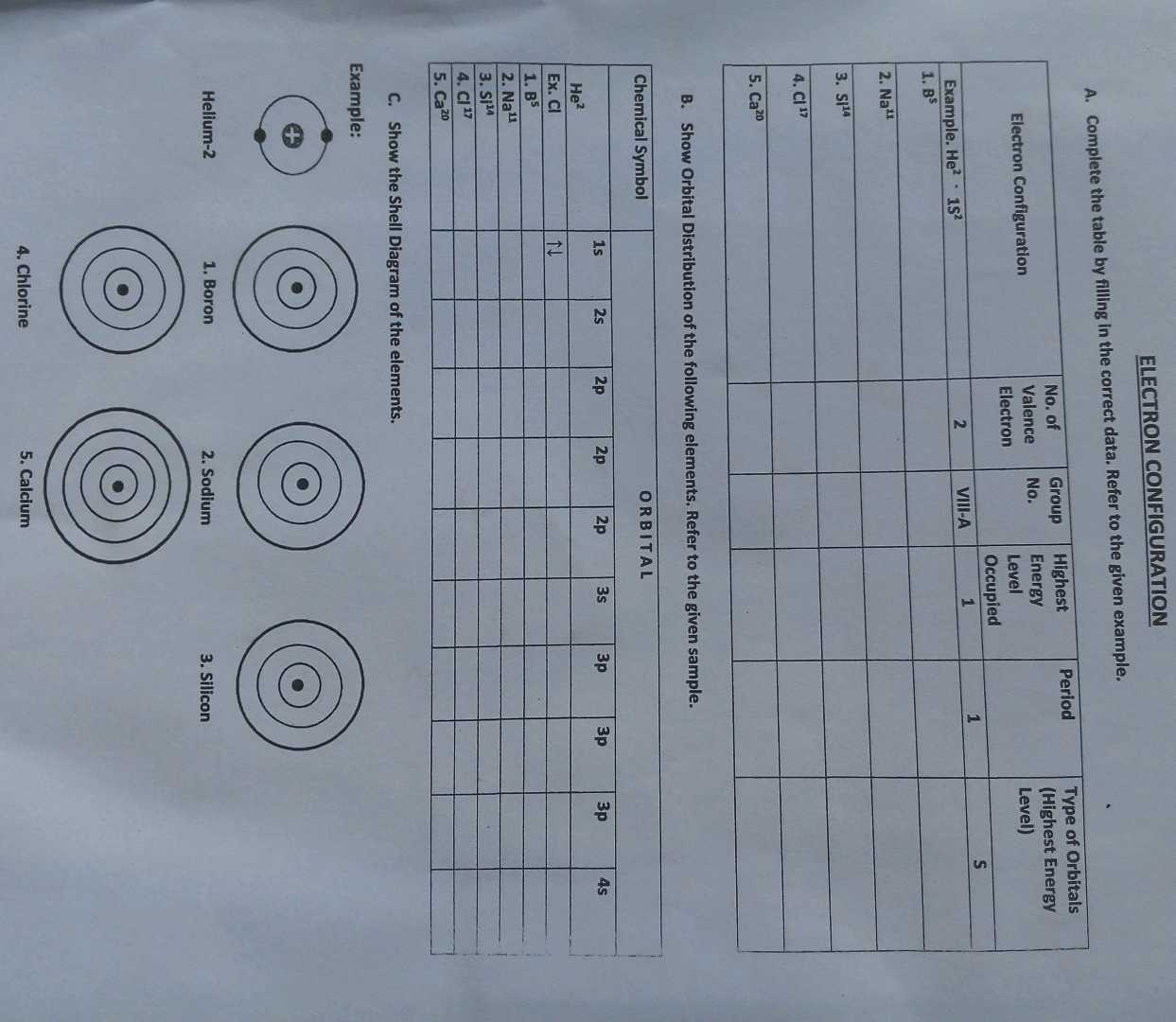 ELECTRON CONFIGURATION A Complete the table | StudyX