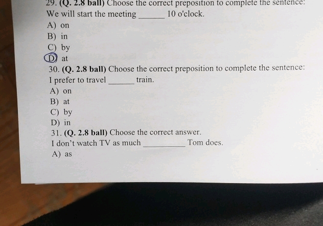 29 (Q 28 ball) Choose the correct | StudyX